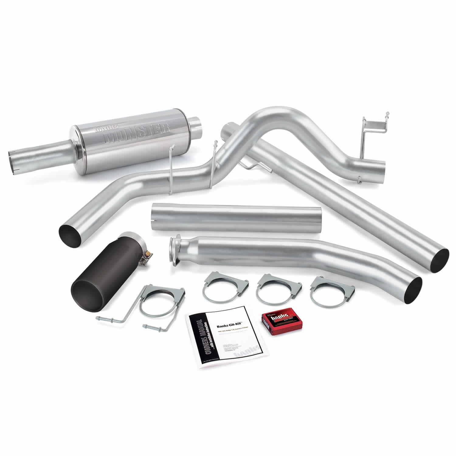 Git-Kit Bundle Power System W/Single Exit Exhaust Black Tip 98-00 Dodg ...